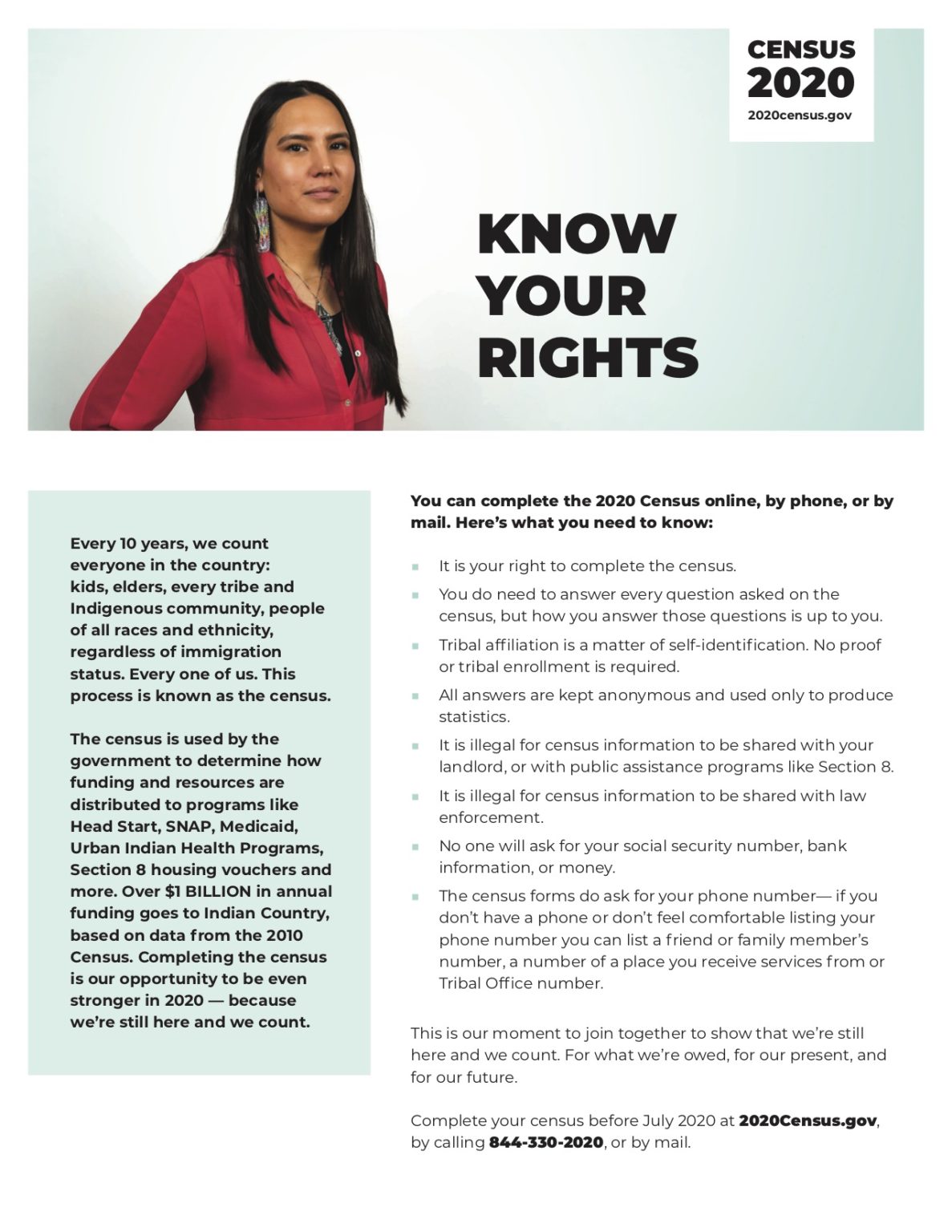 Native Communities - Know Your Rights Flyer - We're Here. We Count.